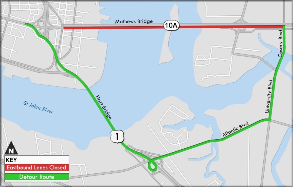 Eastbound Mathews Bridge Closed Friday Night through Monday Morning ...
