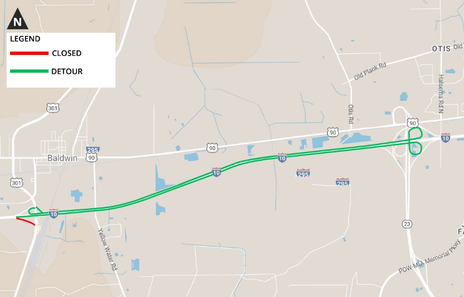 I-10 Eastbound Ramp to U.S. 301 Detour Overnight - (Completed September ...